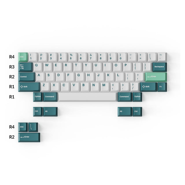 Cherry Profile Double - Shot PBT Full Set Keycaps - White Mint ...